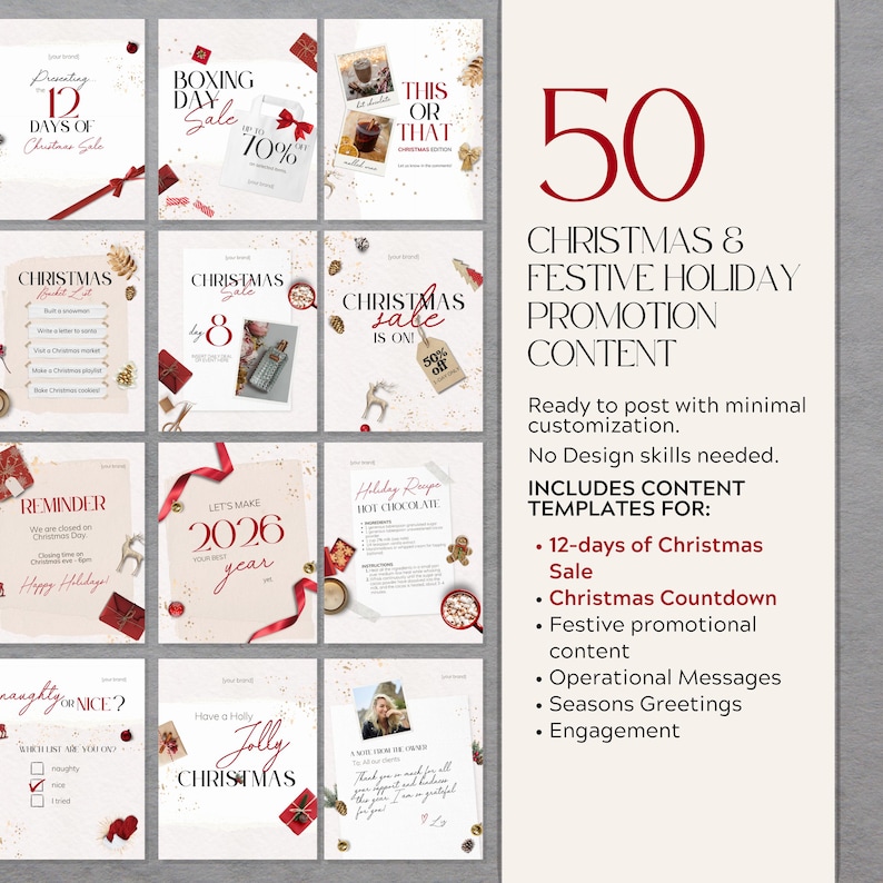 12 Days of Christmas Instagram Templates for Retail Shops, Editable ...