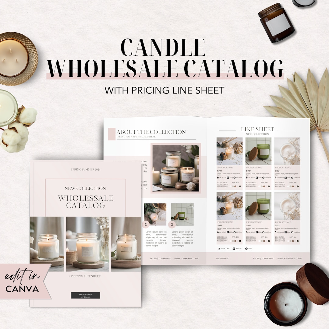 Candle Wholesale Linesheet Template, Wholesale Candles Template, Candle ...