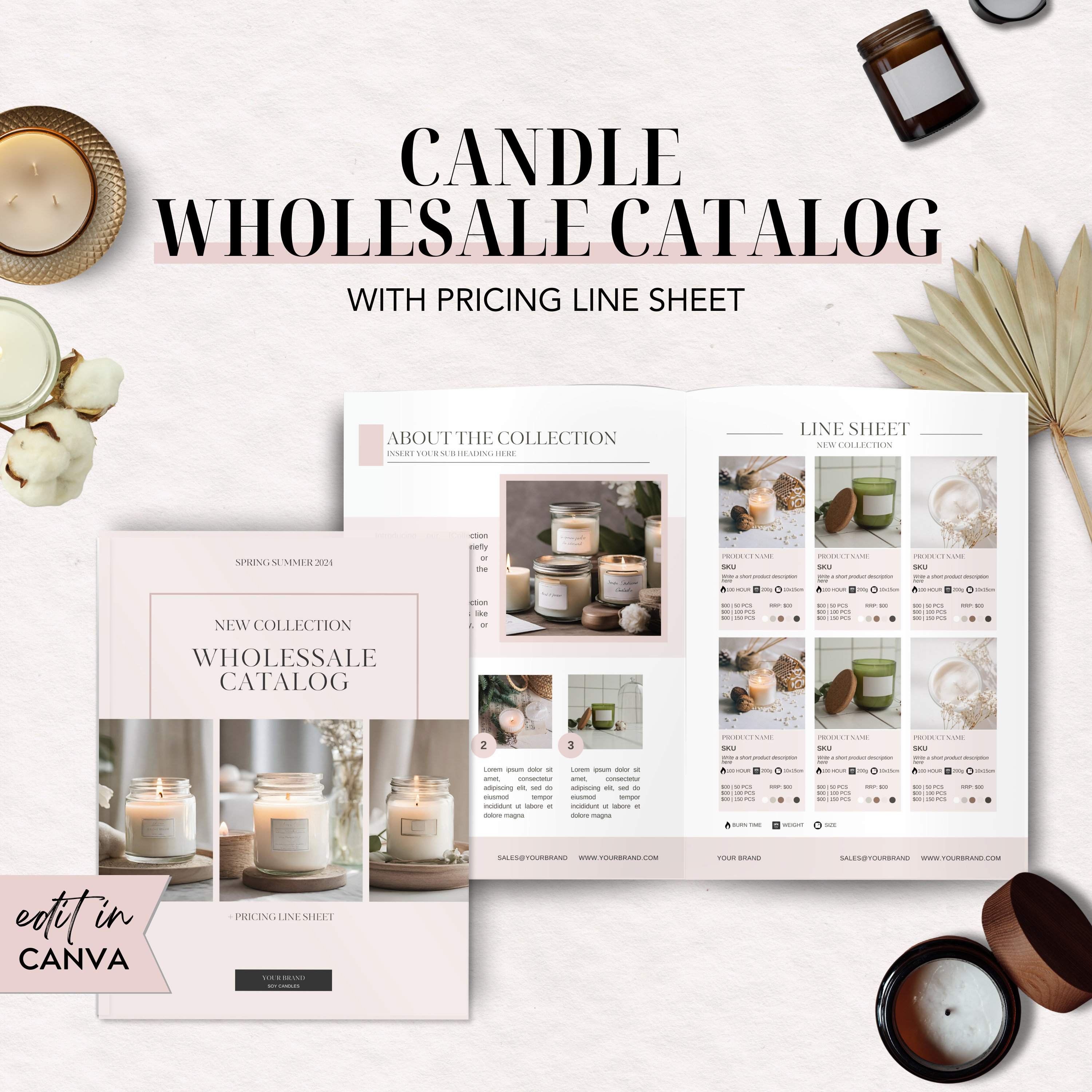 Candle Wholesale Linesheet Template, Wholesale Candles Template, Candle ...
