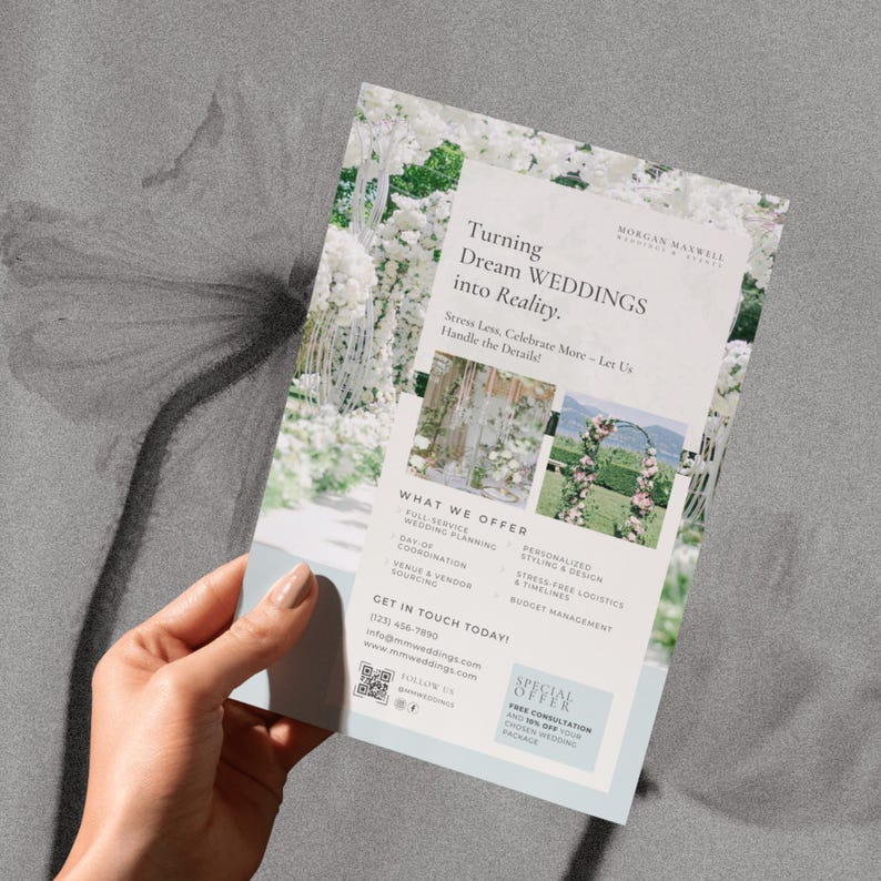 Wedding Planner Flyer Bundle, Editable Canva Flyer Template, Marketing ...