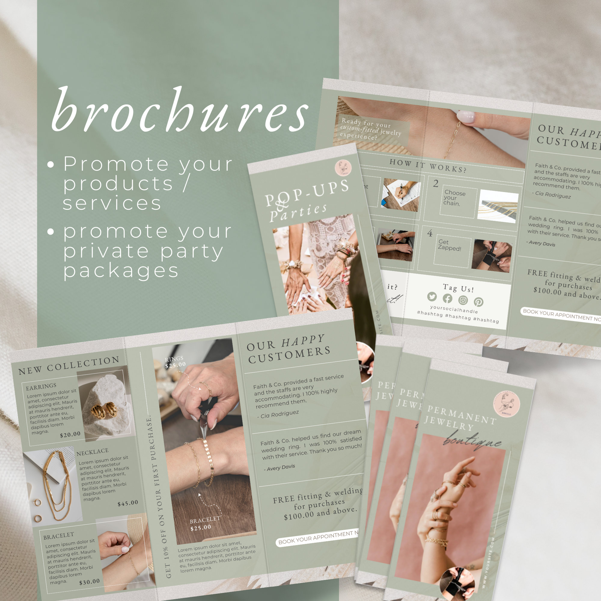 Permanent Jewelry Marketing Flyer & Brochure Bundle, Permanent Jewelry ...