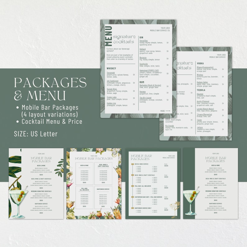 Mobile Bar Contract Template Bundle, Mobile Bartender Editable Canva ...