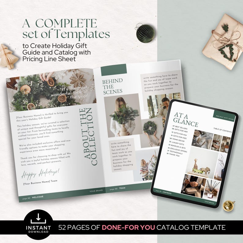 Holiday Gift Guide Canva Template, Christmas Product Catalog, Canva ...
