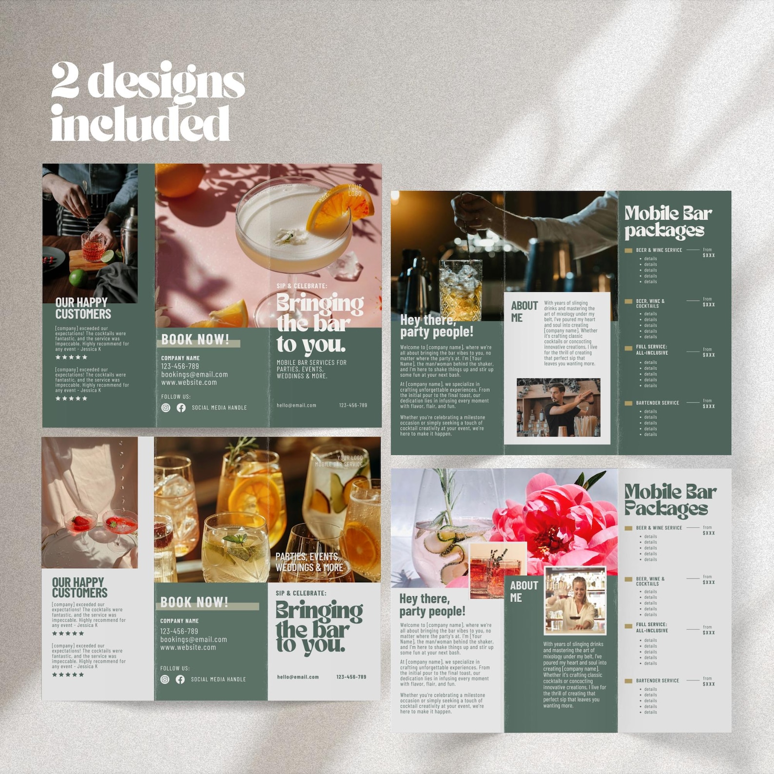 Mobile Bar Trifold Brochure Template, Trifold Brochure With Bar ...