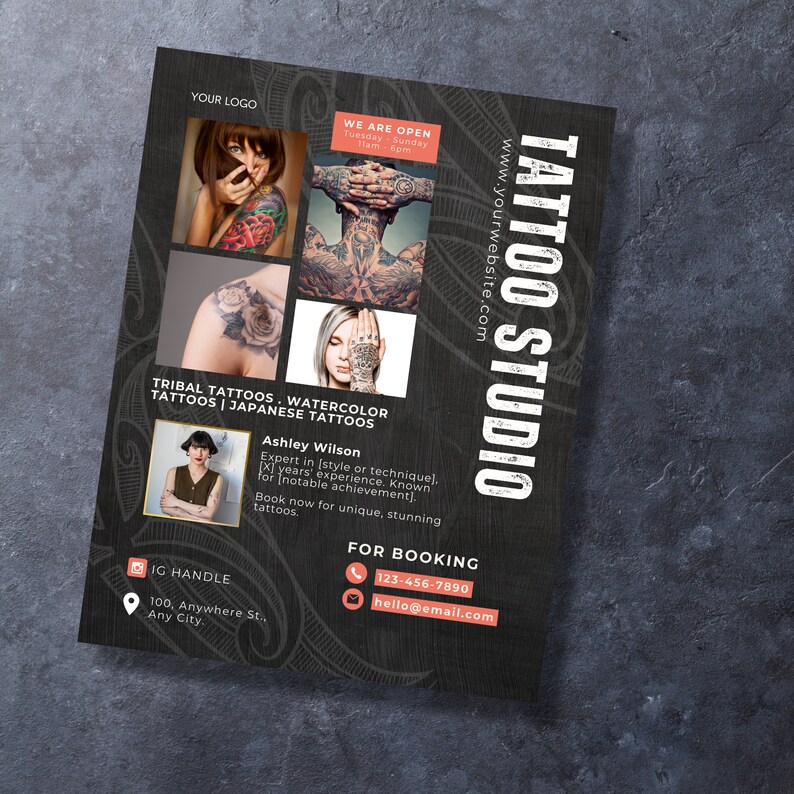 Tattoo Artist Flyer Bundle, Editable Canva Flyer Template, Flyer ...