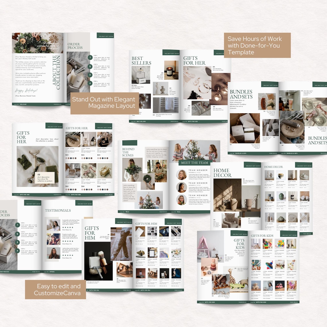 Holiday Gift Guide Canva Template, Christmas Product Catalog, Canva ...