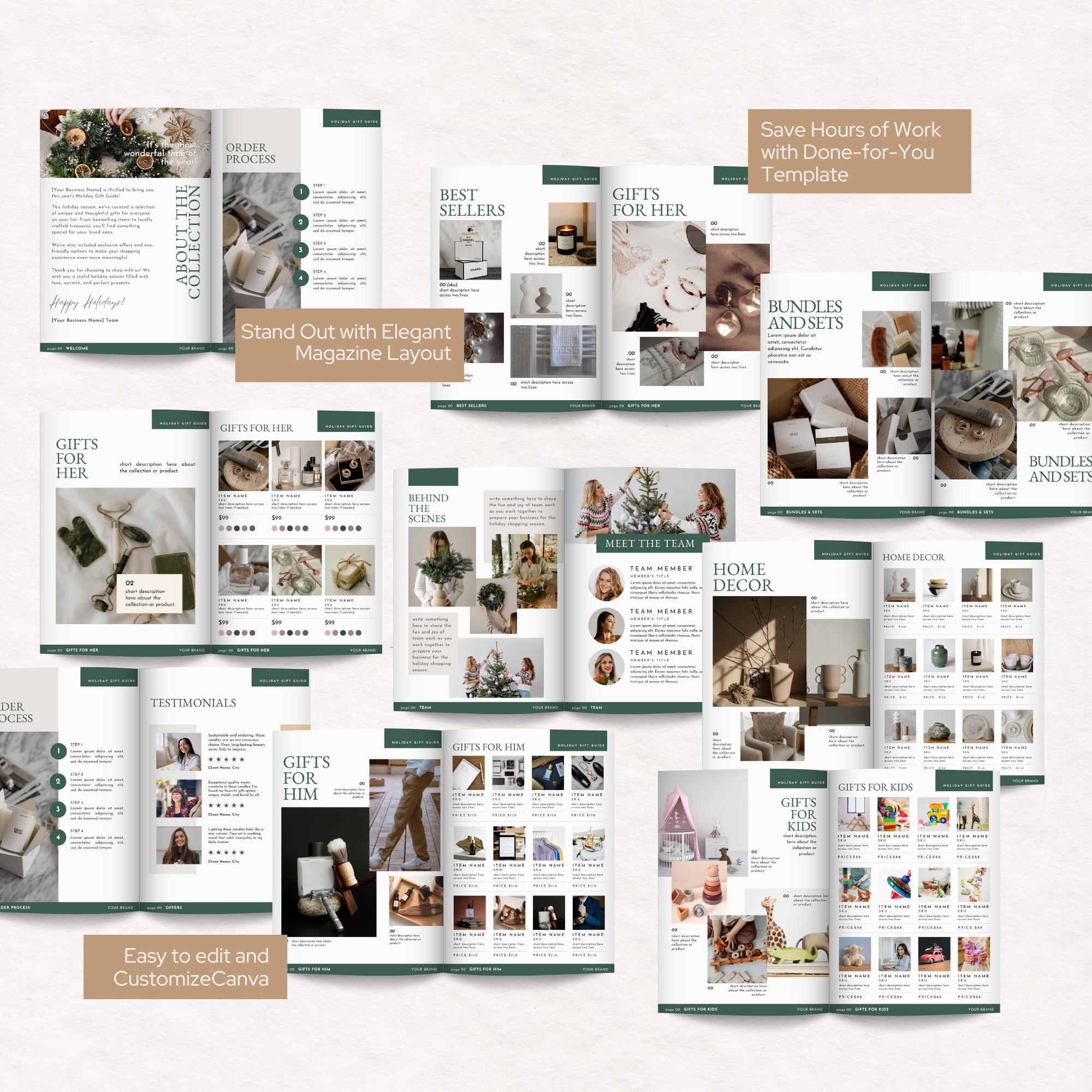 Holiday Gift Guide Canva Template, Christmas Product Catalog, Canva ...