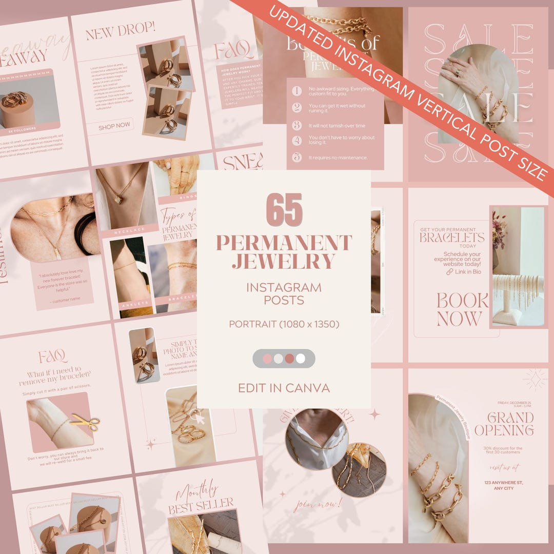 Permanent Jewelry Instagram Posts Editable Permanent Jewelry Social ...