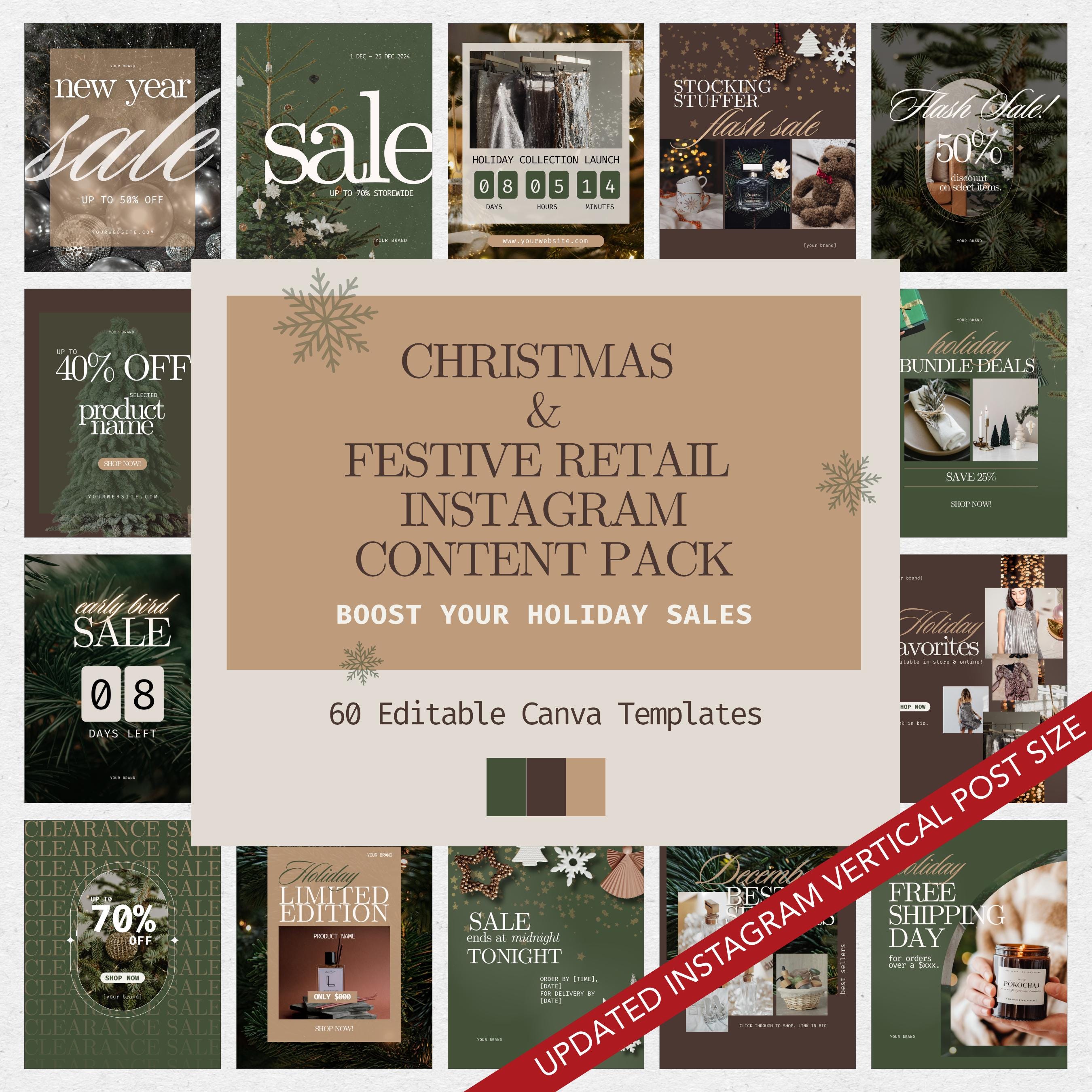 Christmas Instagram Templates, Canva Holiday Social Media Templates ...