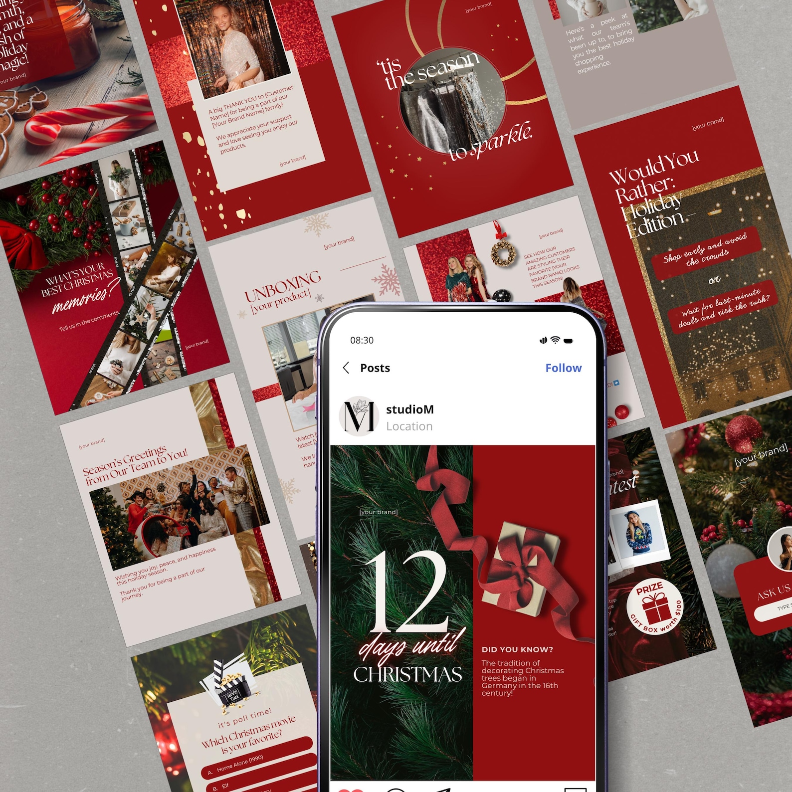 Christmas Instagram Templates, Canva Holiday Social Media Templates ...