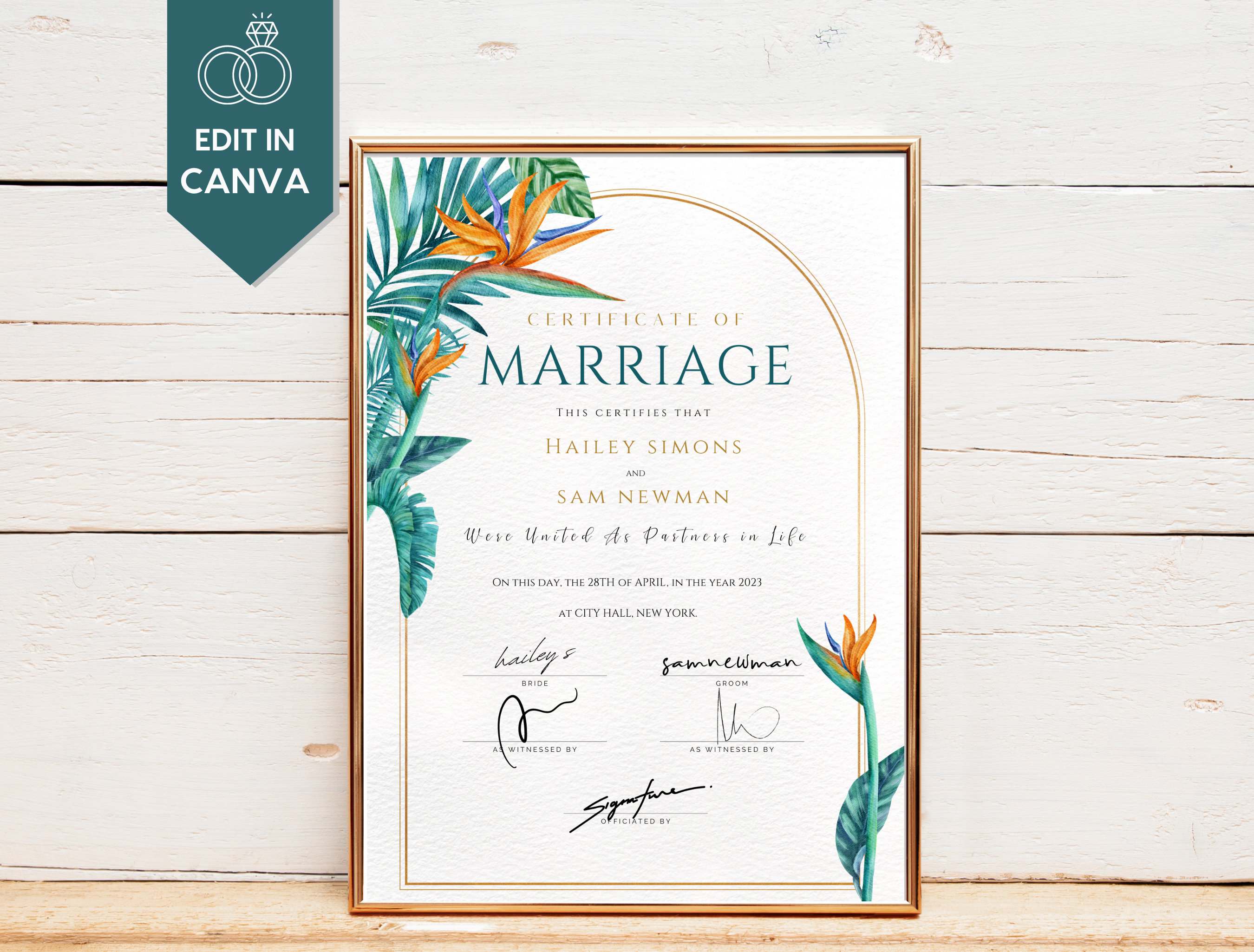 Marriage Certificate Template Printable Marriage Certificate Keepsake ...