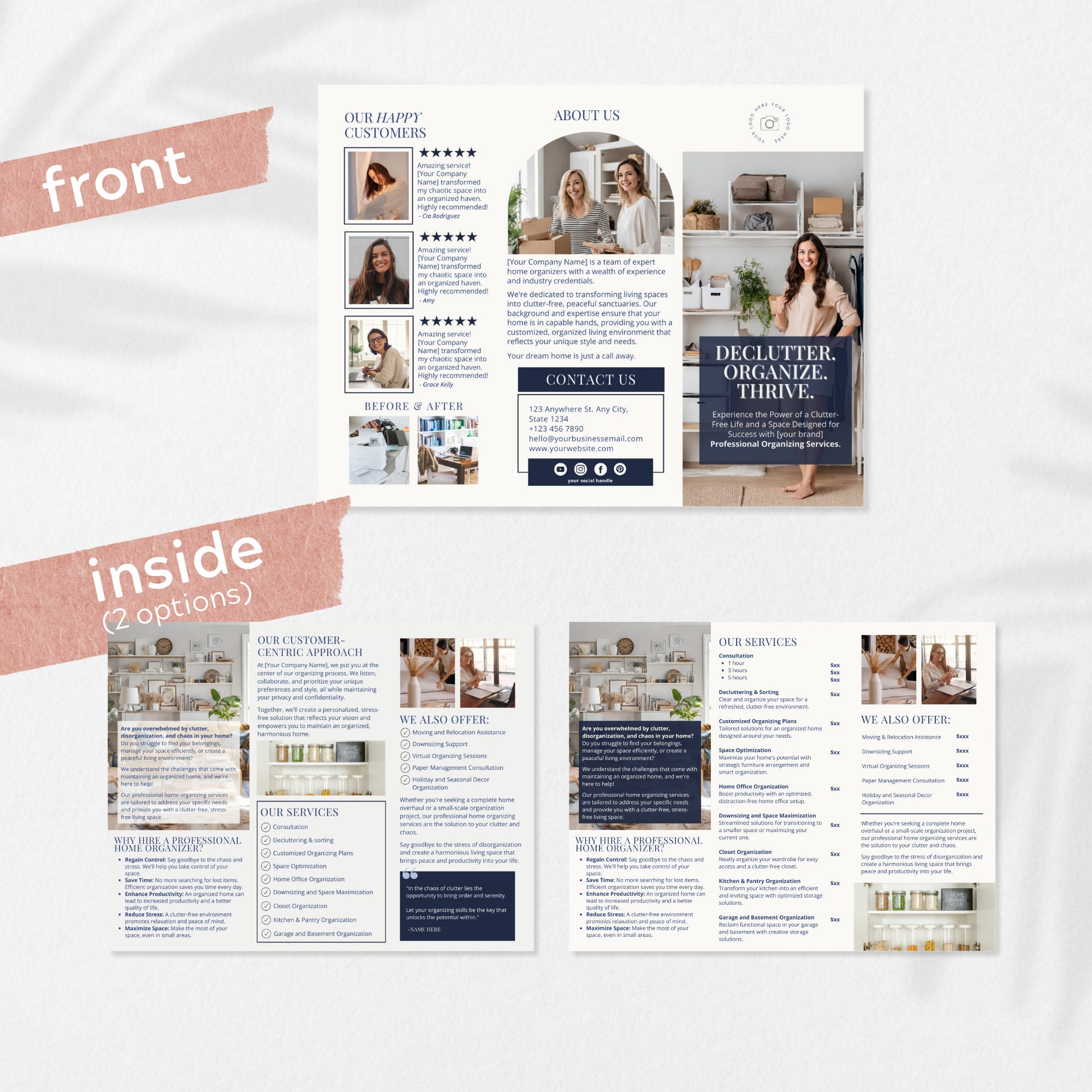 Professional Organizer Trifold Brochure, Canva Brochure Template ...