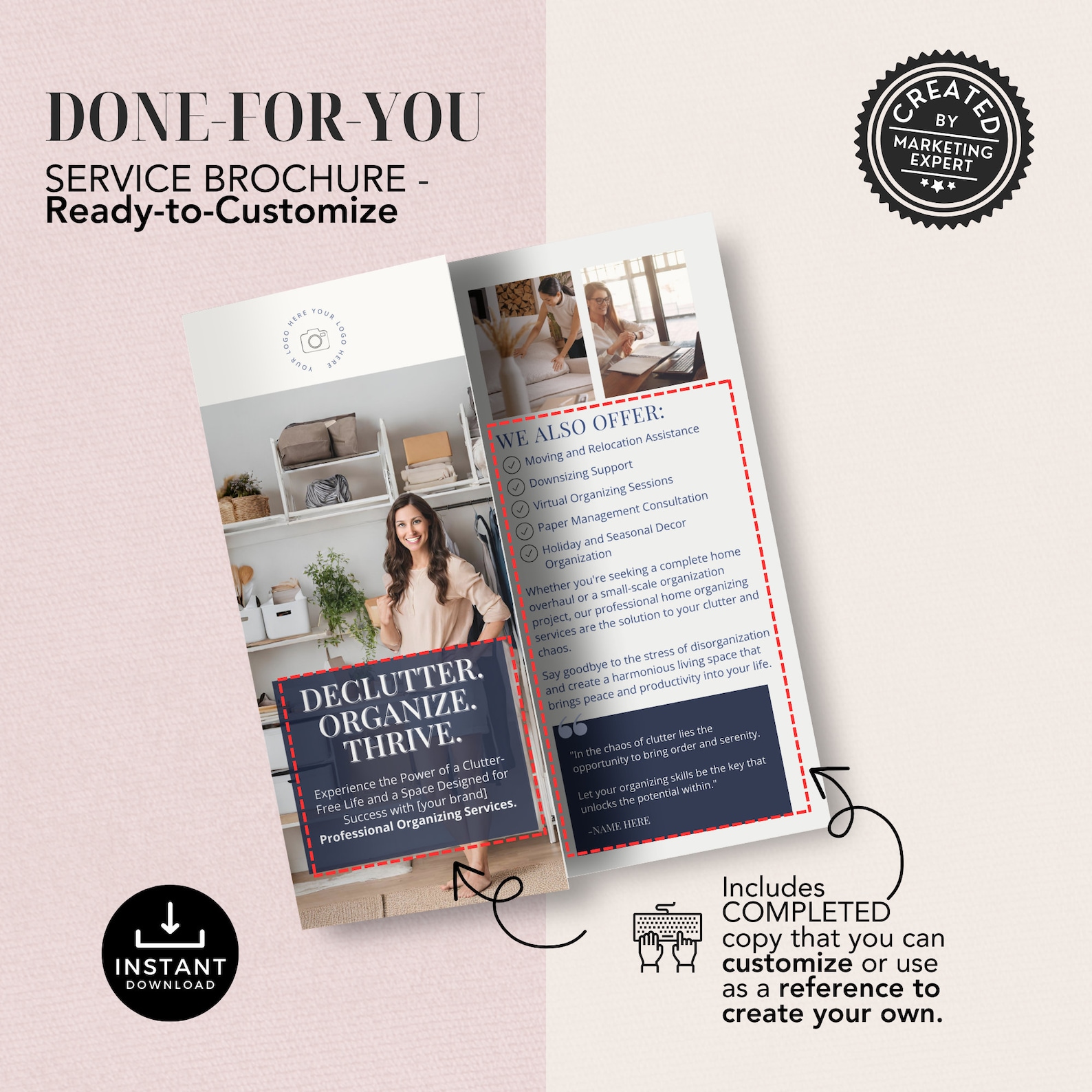 Professional Organizer Trifold Brochure, Canva Brochure Template ...