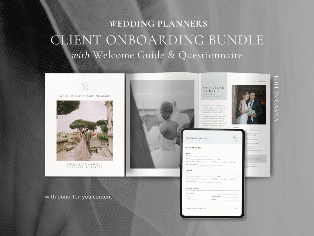 Wedding Planner Onboarding and Client Questionnaire Template Pack ...