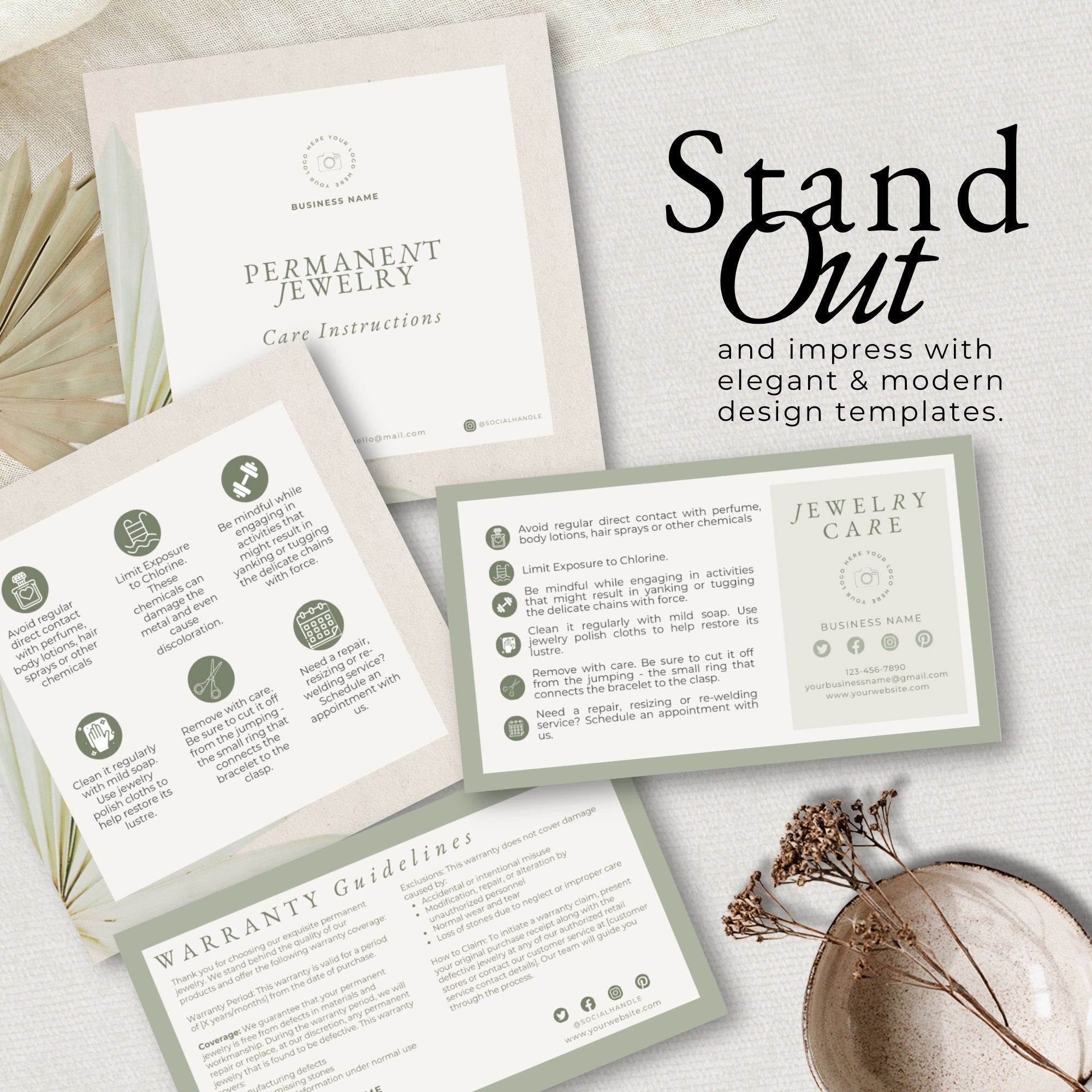 Permanent Jewelry Business Card Bundle With Permanent Jewelry Care and ...