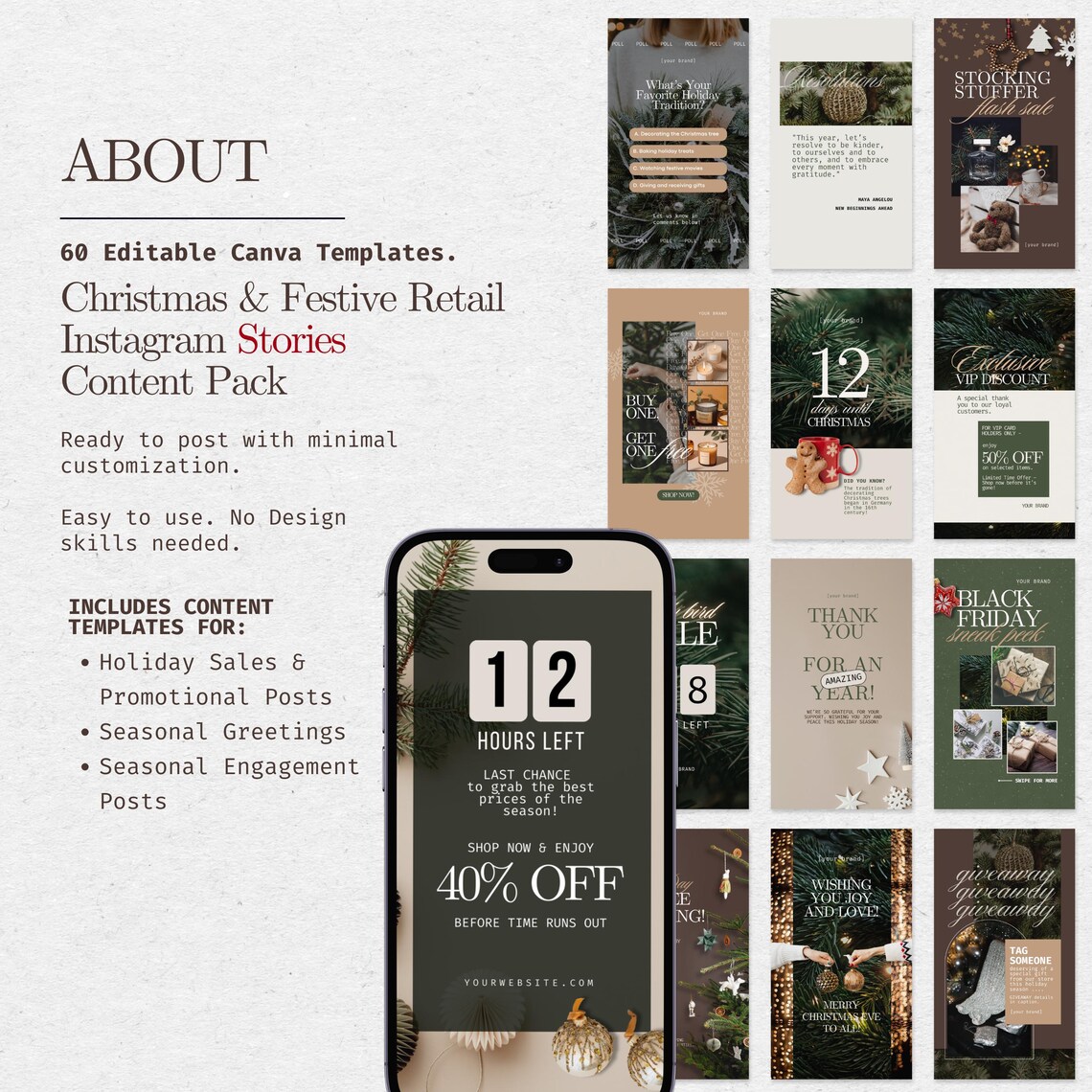 Christmas Instagram Templates, Canva Holiday Social Media Templates ...