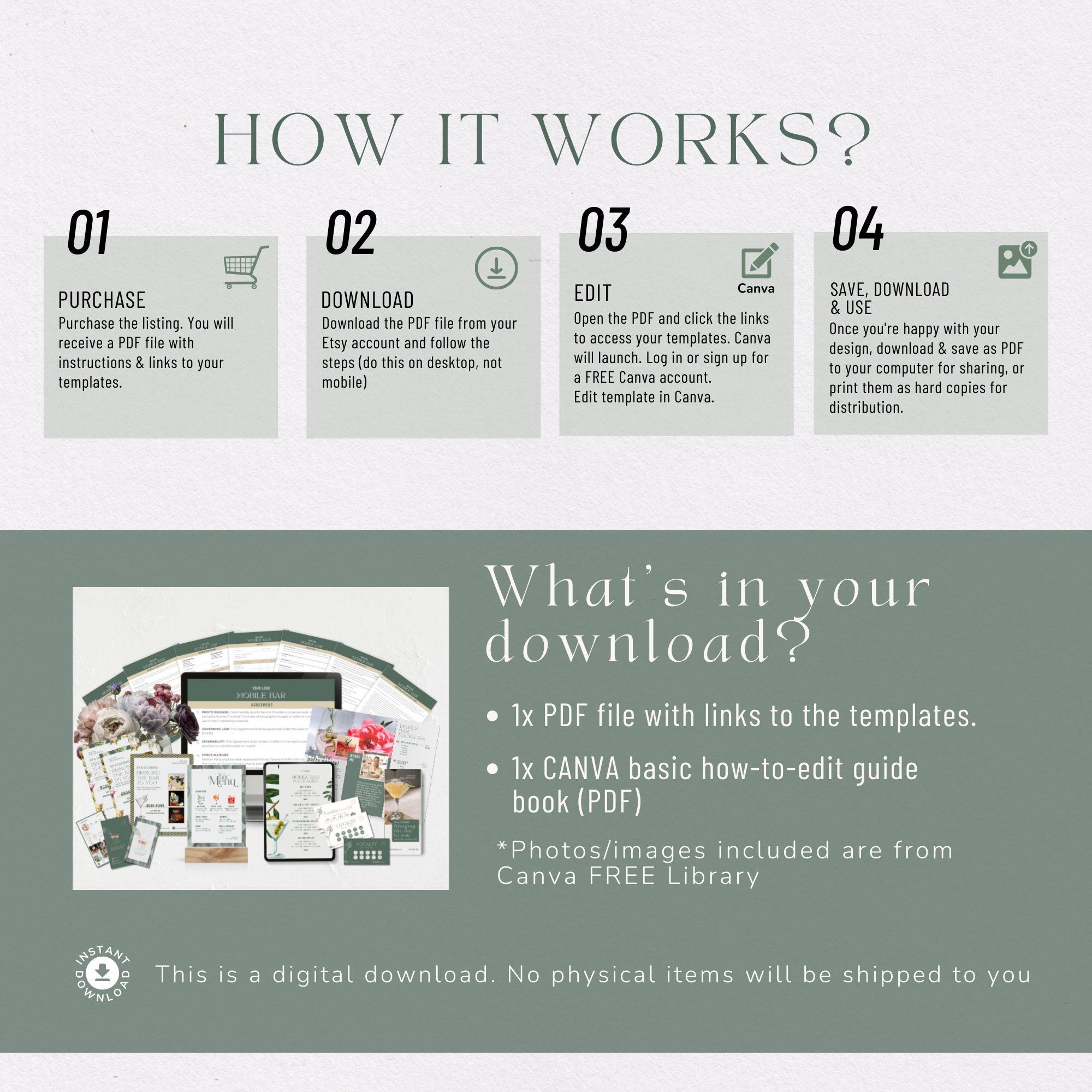 Mobile Bar Template Bundle, Editable Canva Templates, Mobile Bartending ...