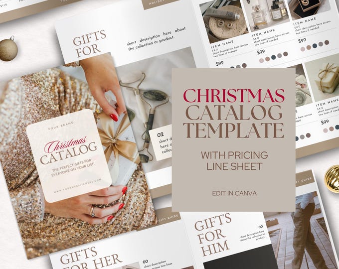 Christmas Gift Guide Template, Christmas Catalog Template, Holiday Gift ...