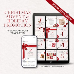 Christmas Instagram Post Templates, Advent Calendar Instagram, Holiday ...