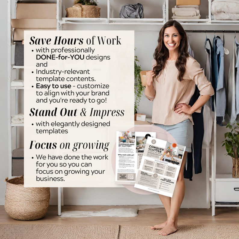 Home Organizer Flyer Bundle, Editable Canva Flyer Template, Marketing ...
