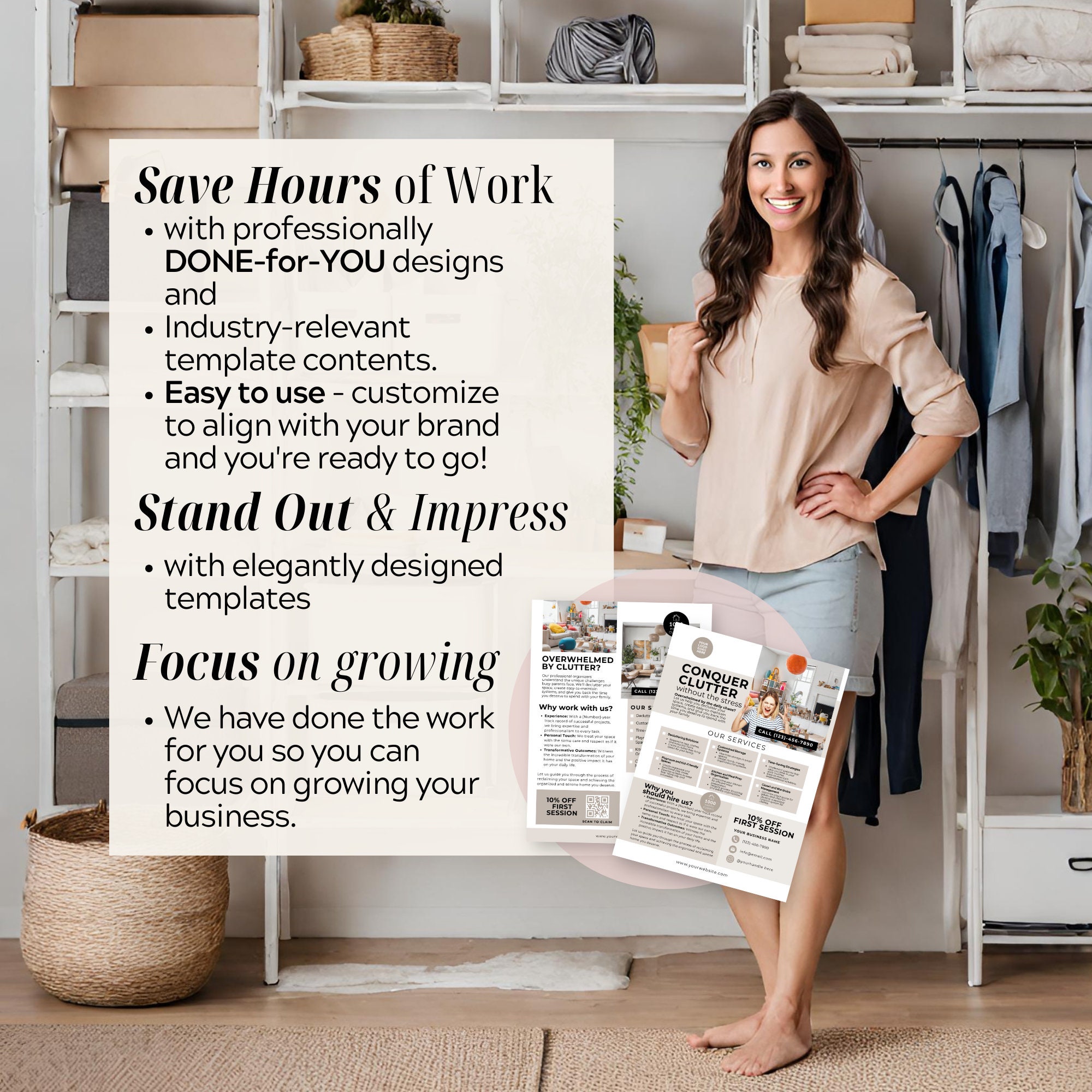 Home Organizer Flyer Bundle, Editable Canva Flyer Template, Marketing ...