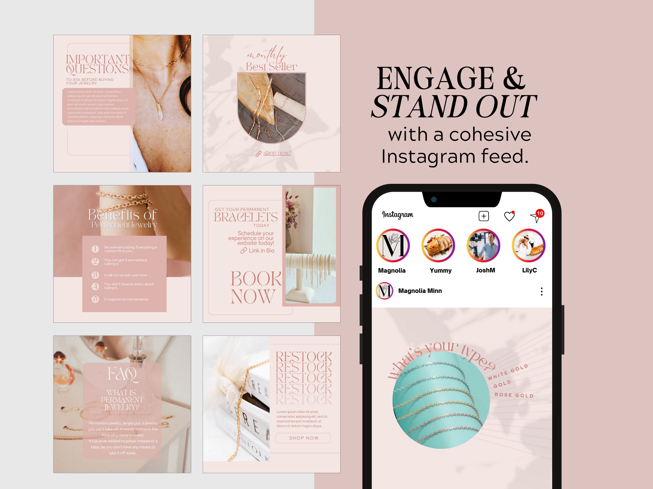 Permanent Jewelry Instagram Posts Editable Permanent Jewelry Social ...