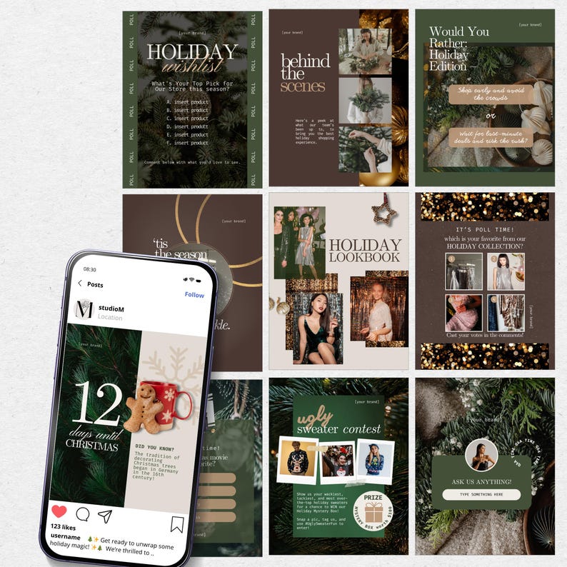 Christmas Instagram Templates for Retail, Canva Holiday Social Media ...