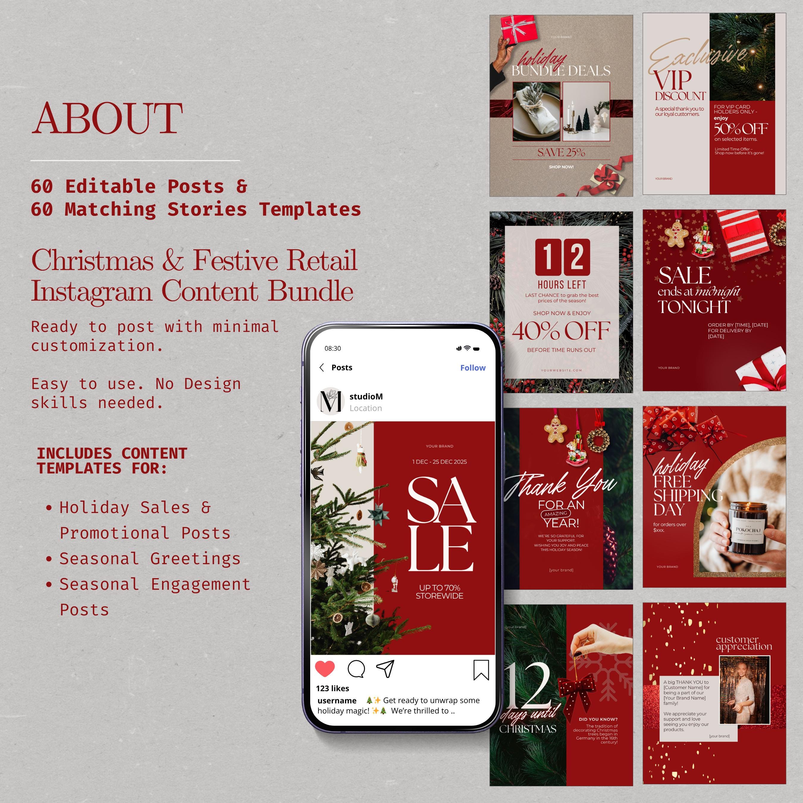 Christmas Instagram Templates, Canva Holiday Social Media Templates ...