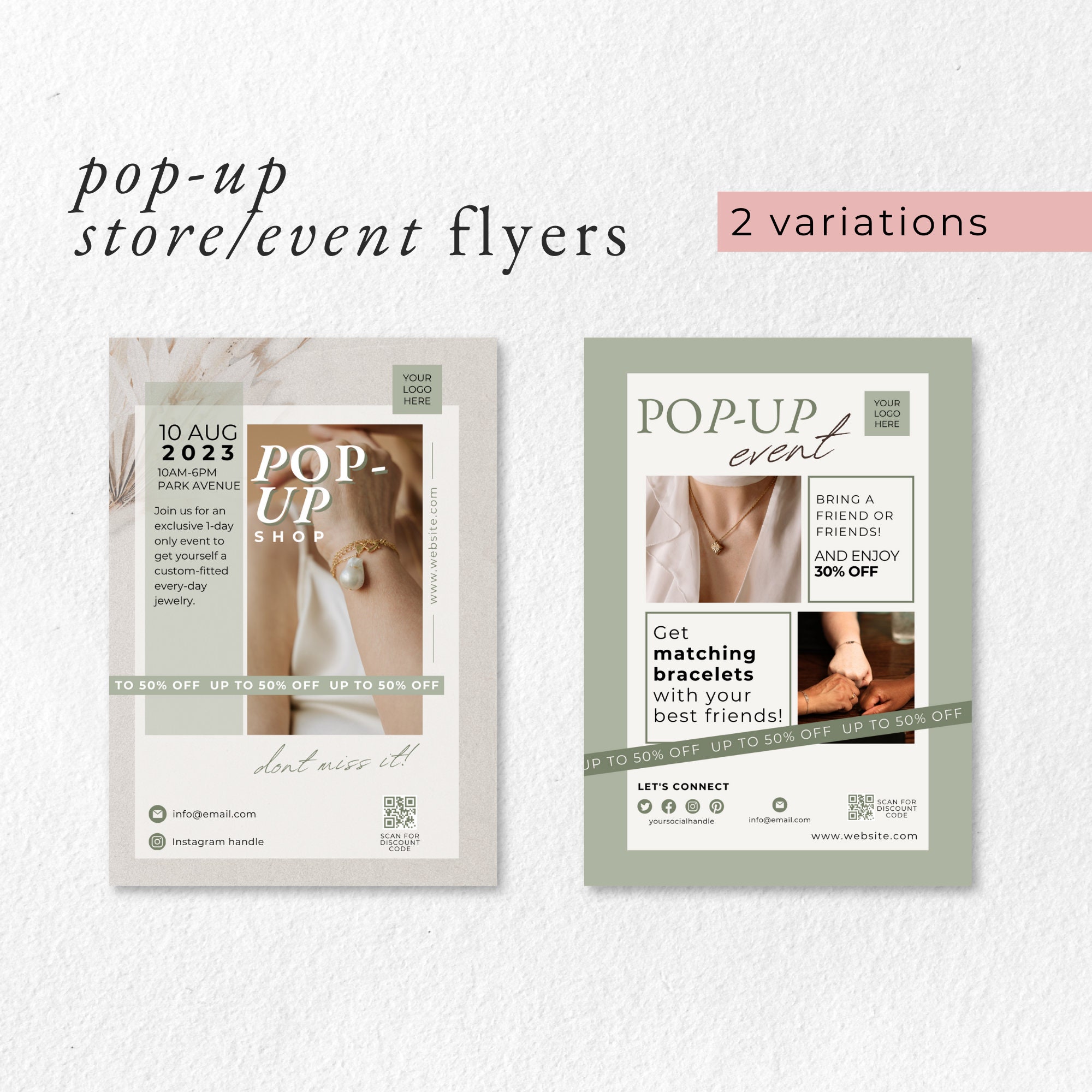 BOHO Permanent Jewelry Marketing Flyer Bundle, Permanent Jewelry Pop up ...