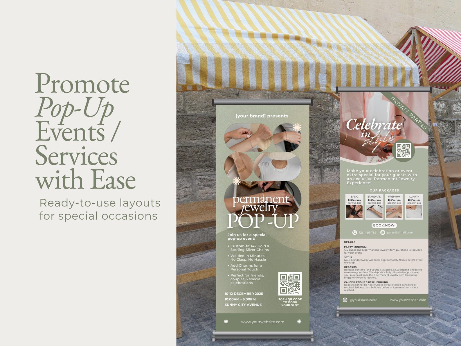 Permanent Jewelry Retractable Banner Template for Price List, Branding ...