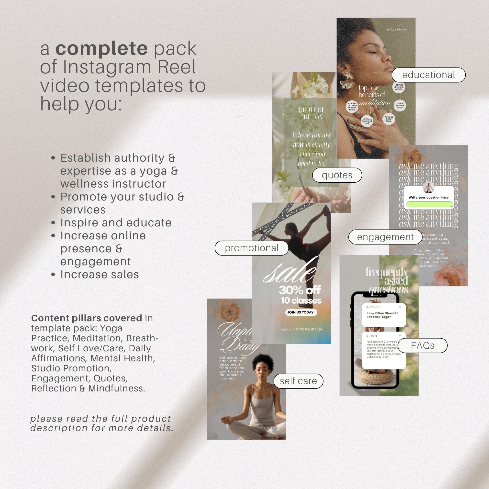 Yoga Teacher Instagram Reels Template, Wellbeing Canva Instagram Reels ...