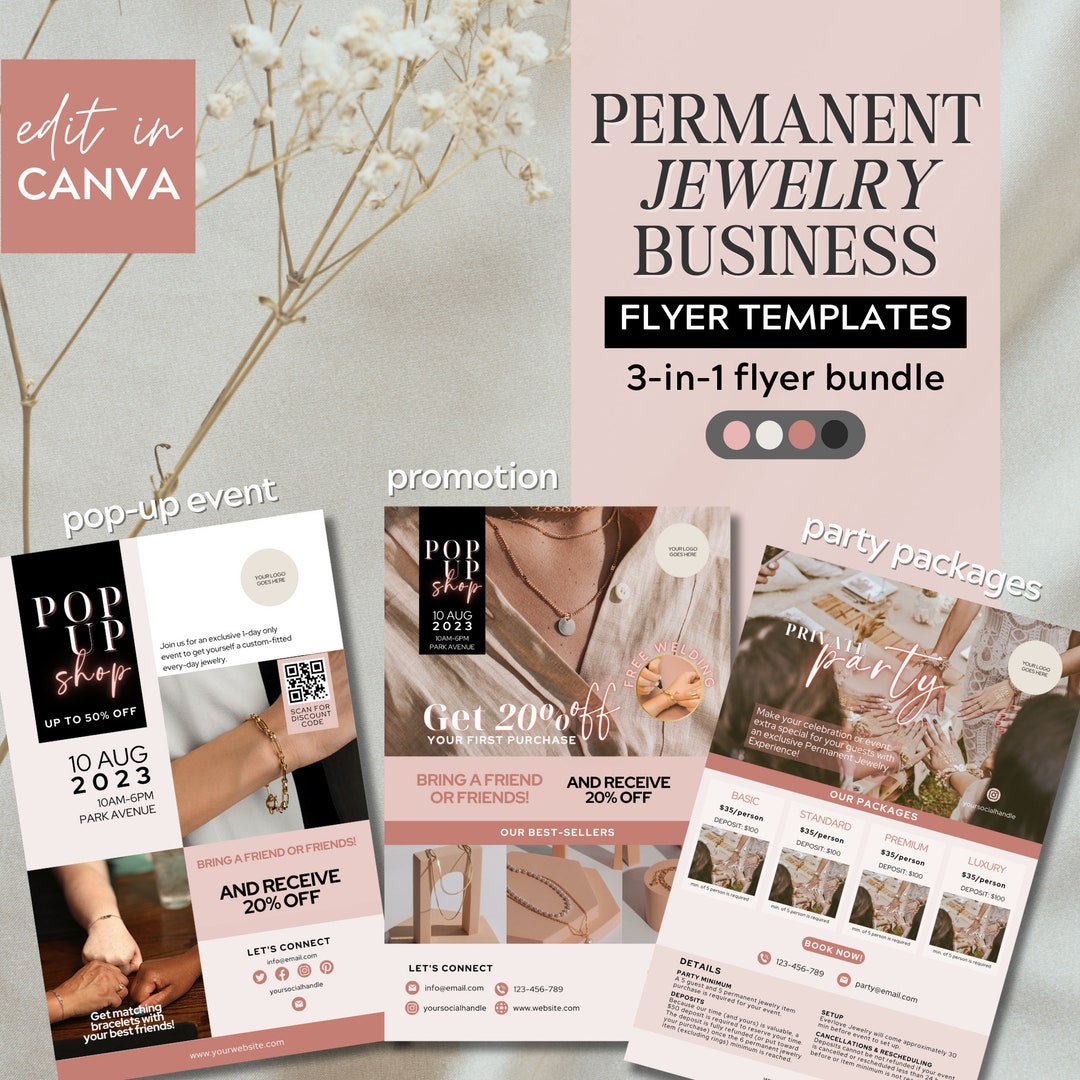 Permanent Jewelry Flyer, Permanent Jewelry Pop up Flyer, Business Flyer ...