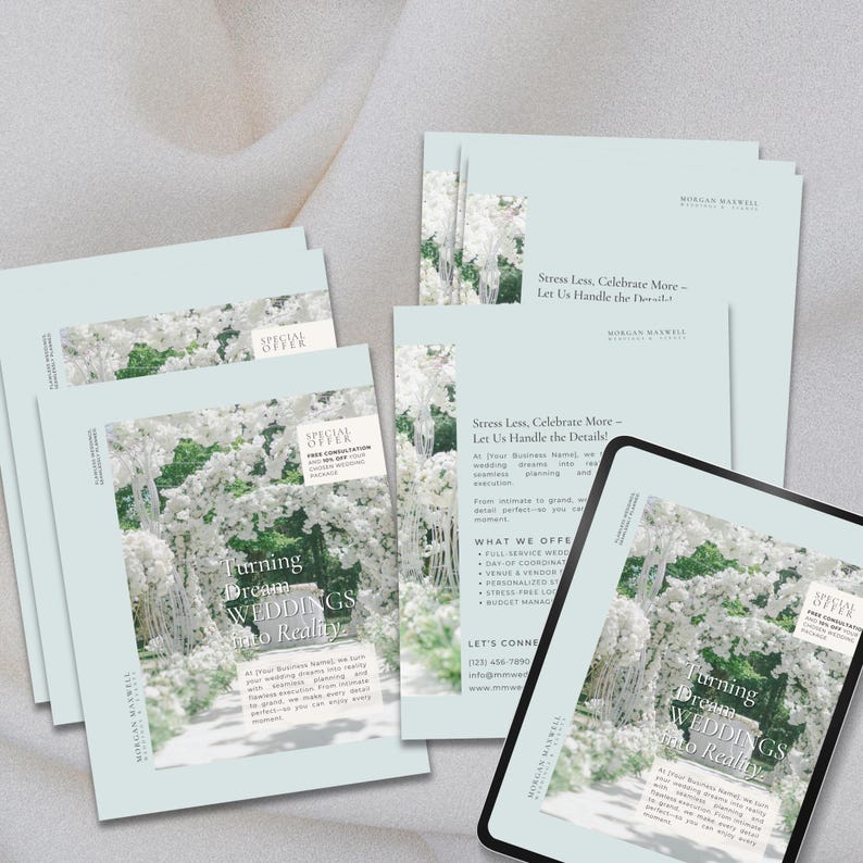Wedding Planner Brochure & Flyer Bundle, Trifold Brochure With Wedding ...