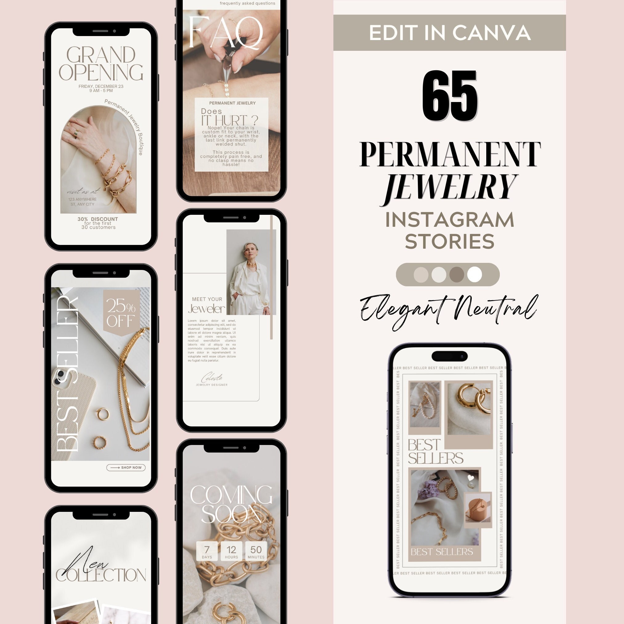 Editable Permanent Jewelry Instagram Story | Canva Instagram Templates ...
