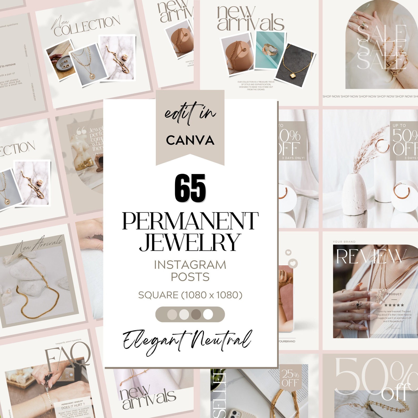 Editable Permanent Jewelry Social Media Posts Canva Instagram Templates ...