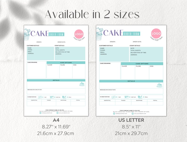 Cake Order Form Template, Bakery Order Form, Cake Custom Order Form - Etsy