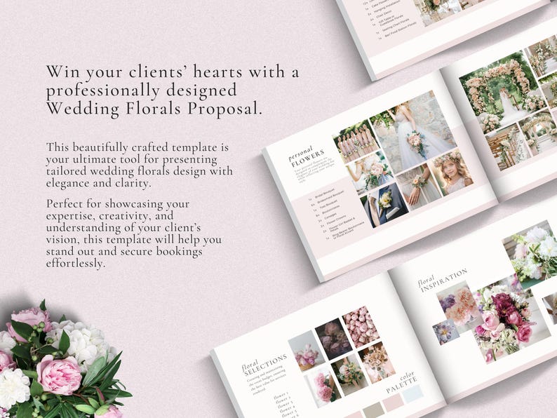 Wedding Florist Proposal Template, Floral Mood Board, Editable Canva ...