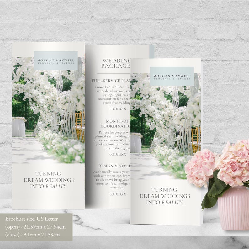 Wedding Planner Brochure & Flyer Bundle, Trifold Brochure With Wedding ...
