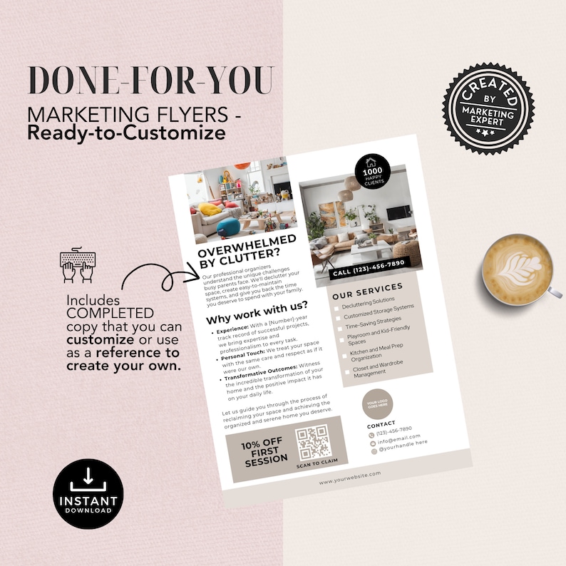 Home Organizer Flyer Bundle, Editable Canva Flyer Template, Marketing ...