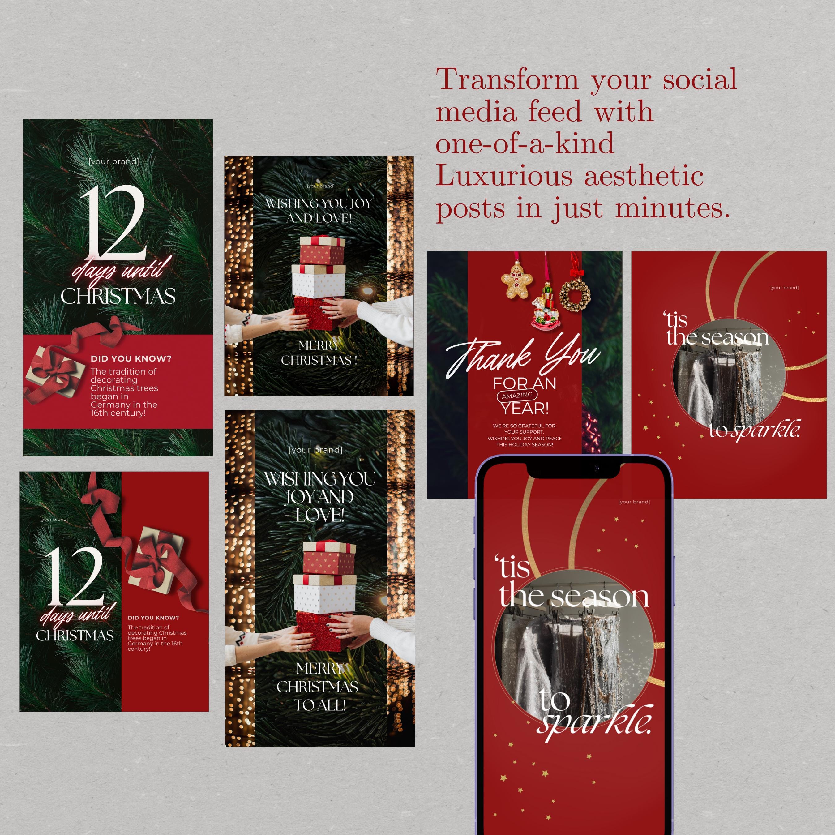 Christmas Instagram Templates, Canva Holiday Social Media Templates ...