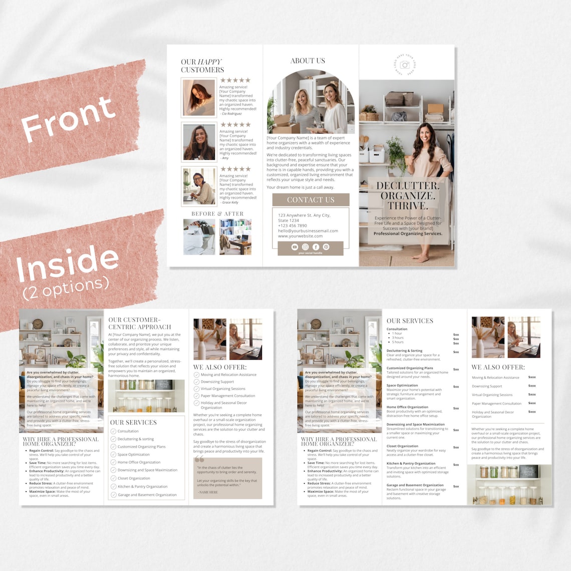 Professional Organizer Trifold Brochure, Canva Brochure Template ...