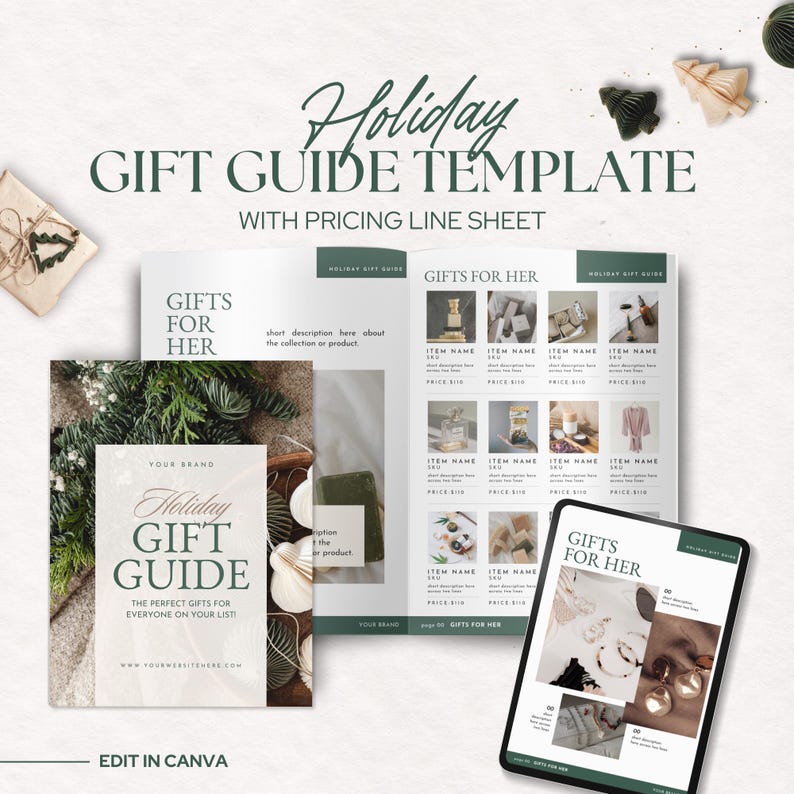 Holiday Gift Guide Canva Template, Christmas Product Catalog, Canva ...