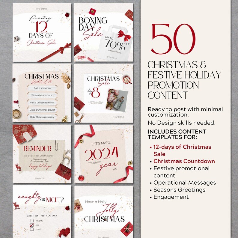 12 Days of Christmas Instagram Templates for Retail Shops, Editable ...