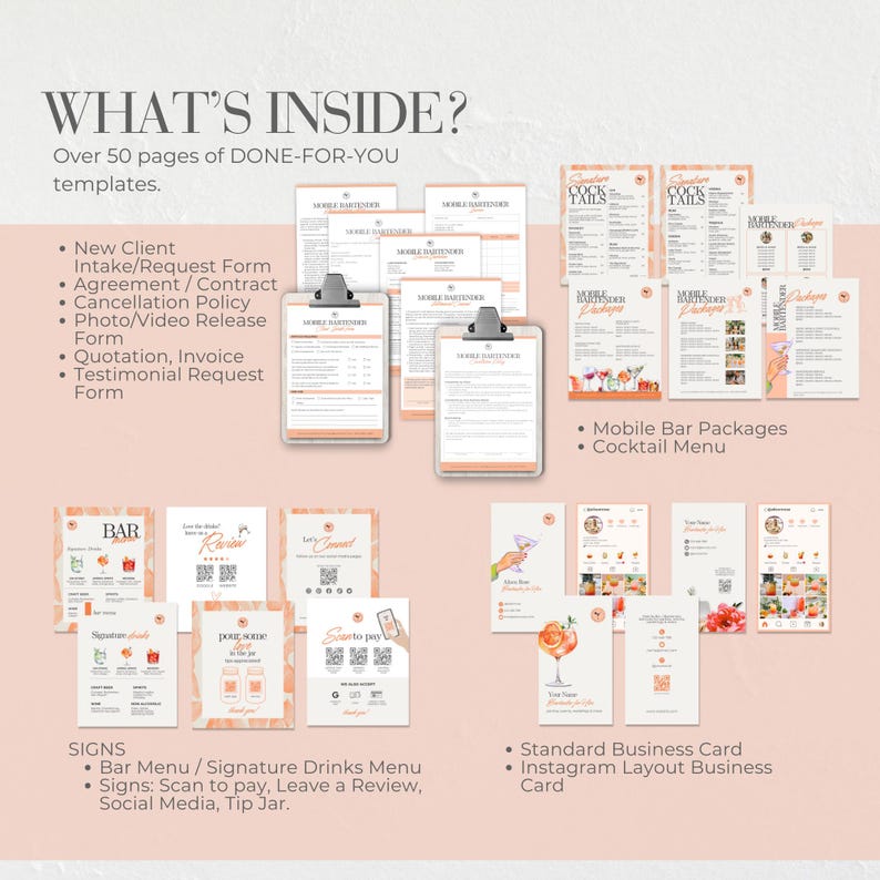 Mobile Bartending Contract Bundle With Agreement Forms, Mobile Bar ...