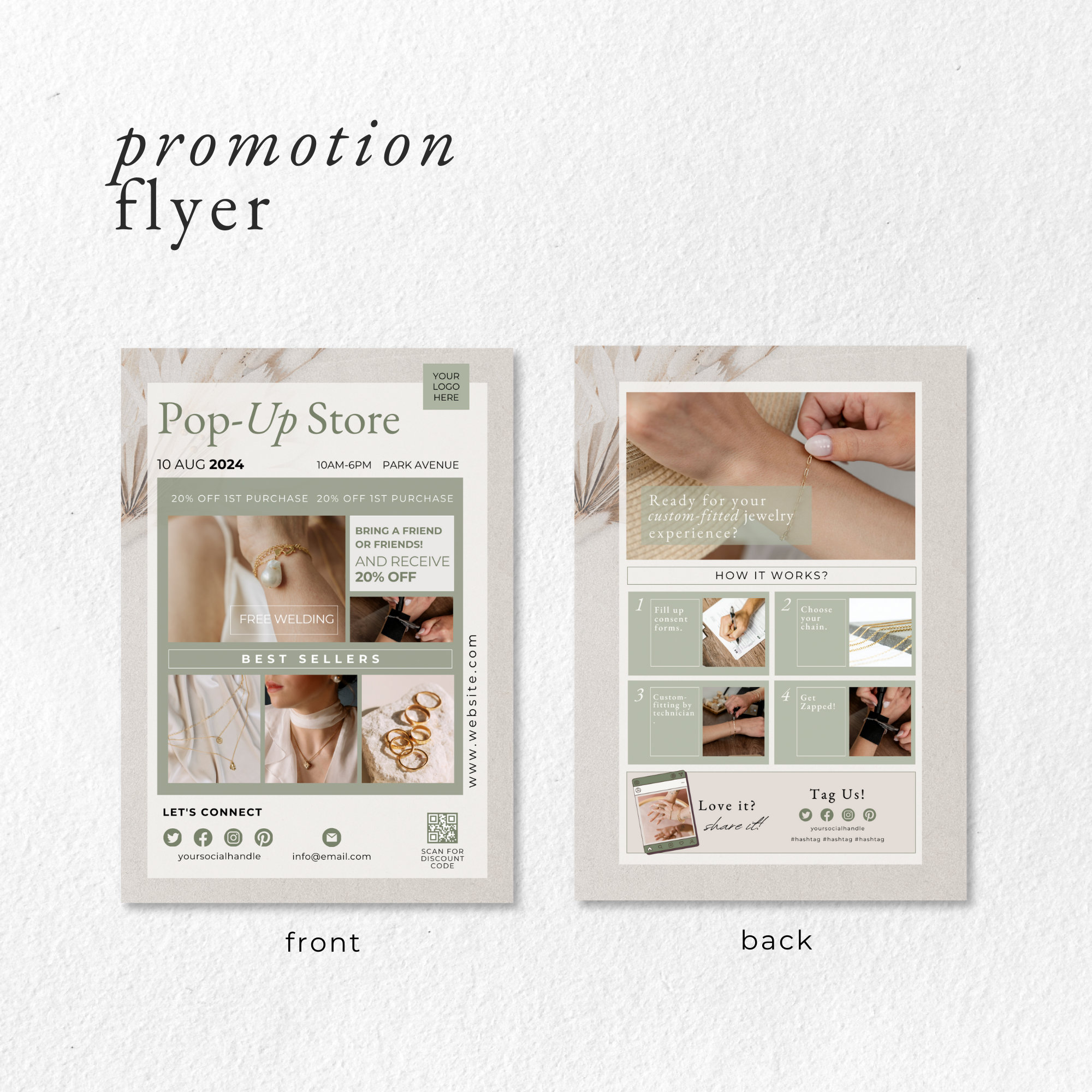 BOHO Permanent Jewelry Marketing Flyer Bundle, Permanent Jewelry Pop up ...