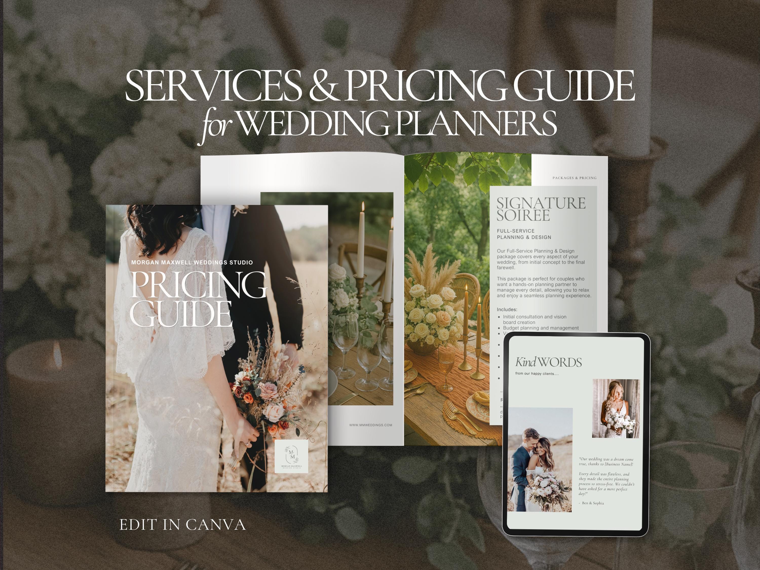 Wedding Planner Pricing Guide Template, Editable Pricing Guide ...