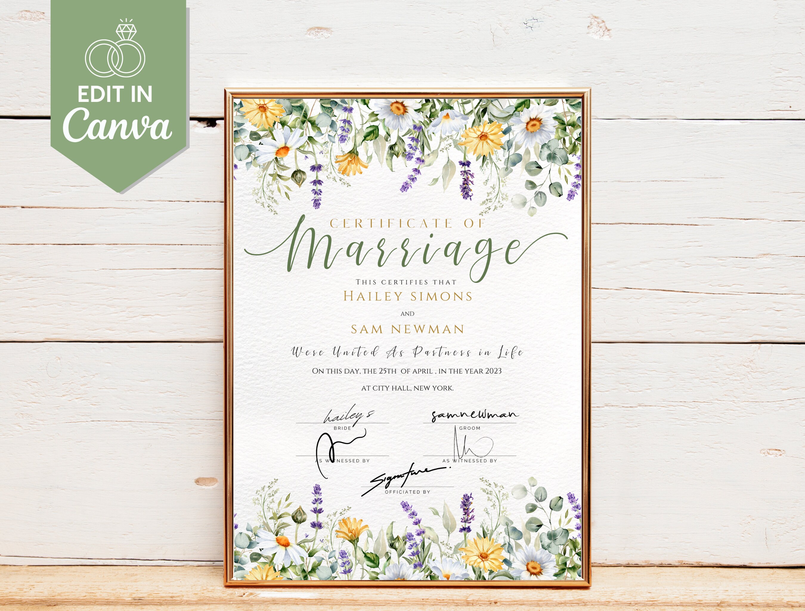 Marriage Certificate Template Printable Marriage Certificate - Etsy