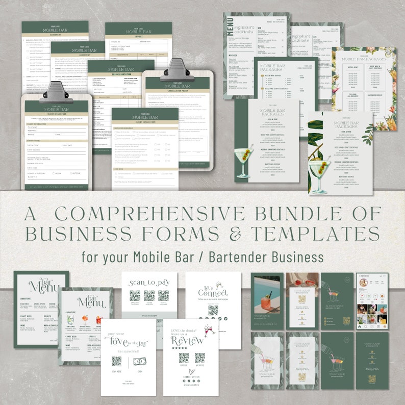 Mobile Bartending Contract Bundle With Agreement Forms, Mobile Bar ...