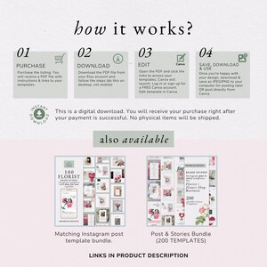 Floral Designer Social Media Post Templates, Canva Florist Instagram ...
