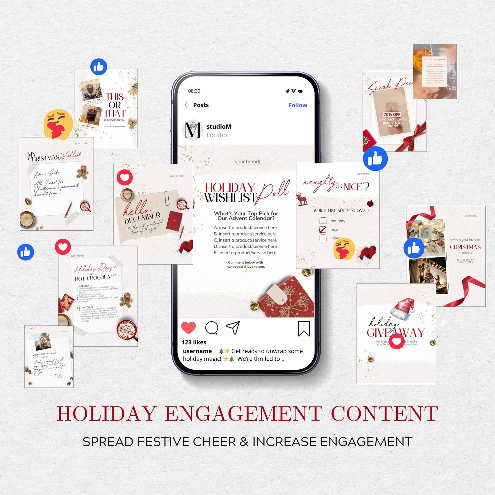 Christmas Instagram Post Templates, Advent Calendar Instagram, Holiday ...